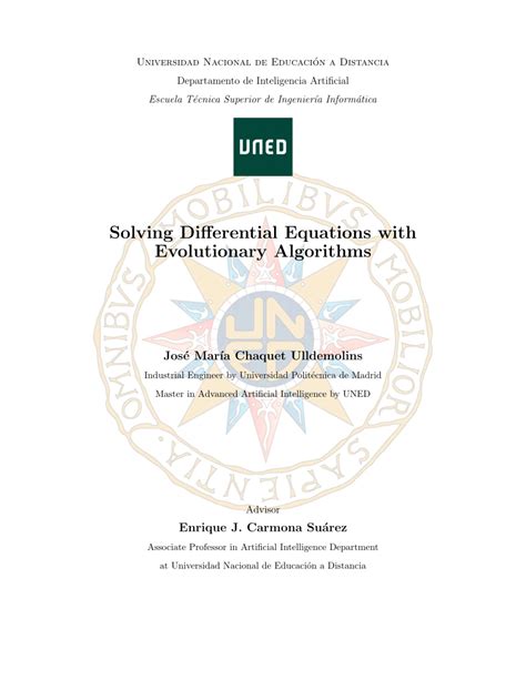 Pdf Solving Differential Equations With Evolutionary Algorithms