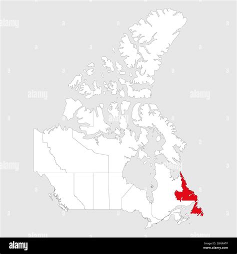 Newfoundland And Labrador Highlighted On Canada Map Gray Background