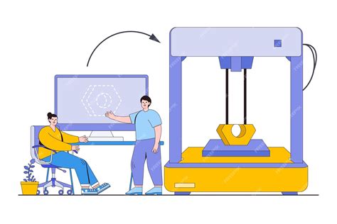 Premium Vector 3d Printing And Additive Manufacturing Concept With Person Designing A 3d Model