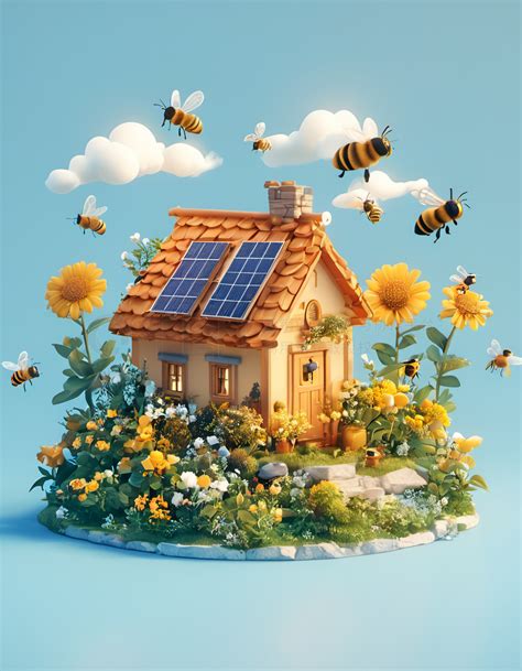 光伏ai数字艺术 太阳能电池板光伏卡通房子 Ai立体元素免费下载png格式2688像素编号70766526 千图网