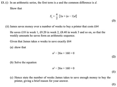 Exam Questions Arithmetic Sequences And Series Examsolutions