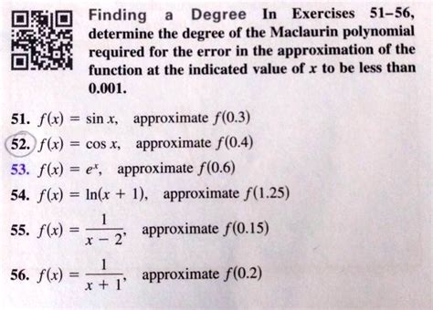 Finding Degree In Exercises 51 56 Determine The Degree Of The Maclaurin