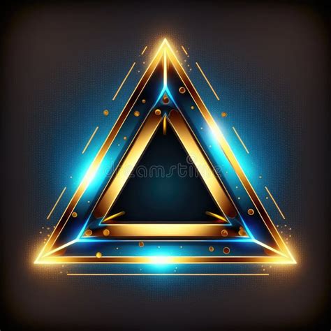 Abstract Art Of Multi Layer Glowing Golden And Blue Triangle Frame