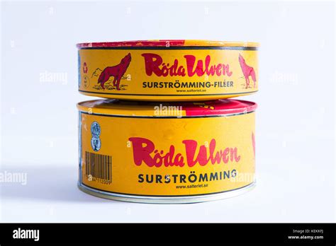 Cans of Roda Ulven surstomming. Considered by many to be the world's ...