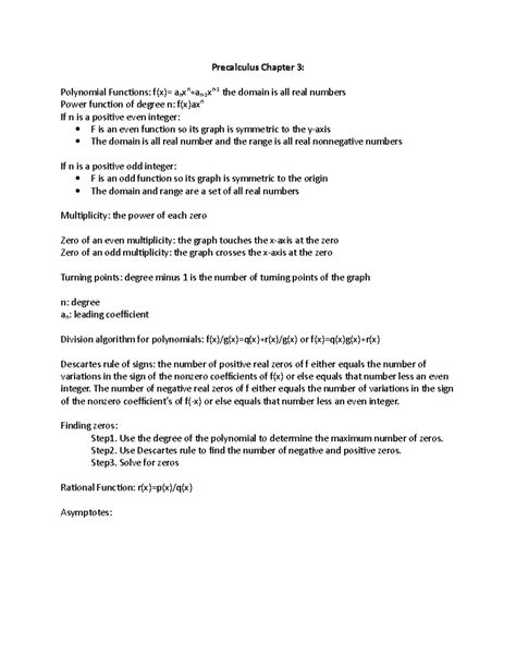 Precalculus Chapter 3 Polynomial Functions Precalculus Chapter 3