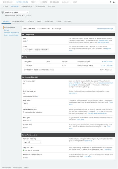 Overview Of Vm Hardware And Guest Os Settings Skytap Help And Documentation