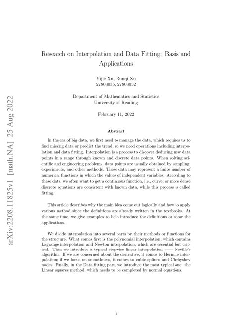 Pdf Research On Interpolation And Data Fitting Basis And Applications