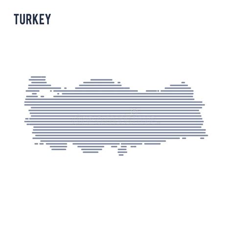 Vector Abstract Hatched Map Of Turkey With Lines Isolated On A White Background Stock Vector