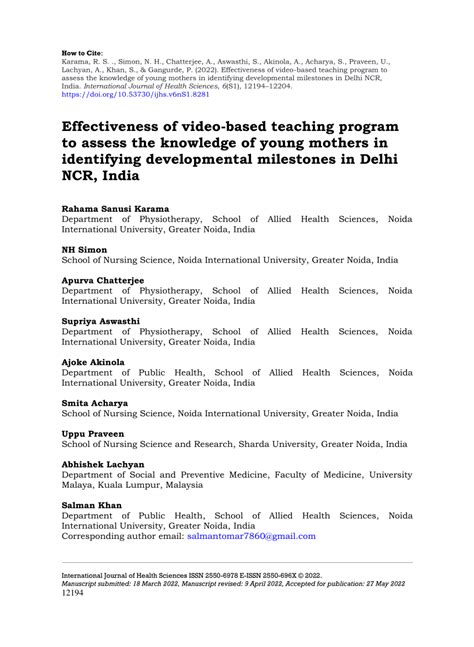 Pdf How To Cite Effectiveness Of Video Based Teaching Program To Assess The Knowledge Of