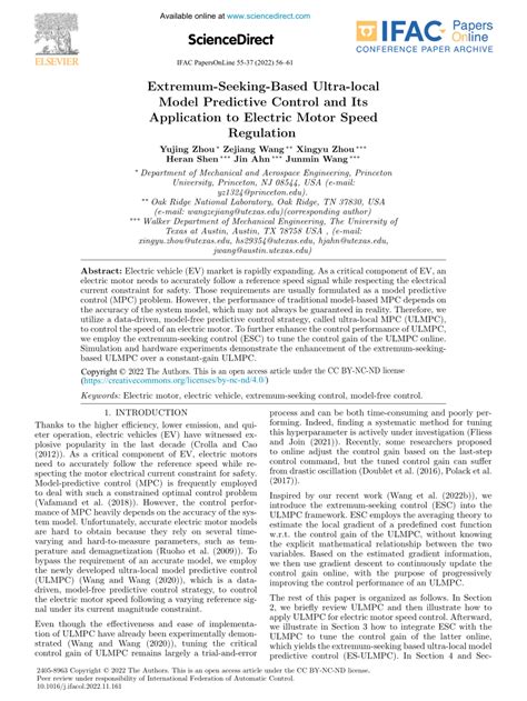 Pdf Extremum Seeking Based Ultra Local Model Predictive Control And Its Application To