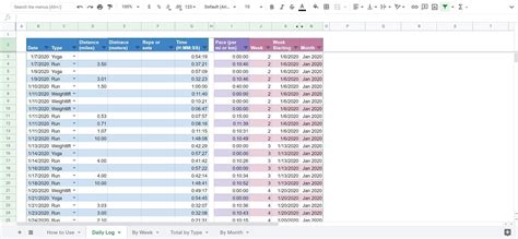 Fitness Tracker Spreadsheet Google Doc Or Excel Workout Log See Progress Weekly Monthly