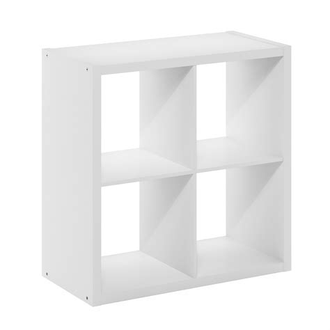 Furinno Stylish Wood Shelf 4 Cube Storage Organizer Open Back