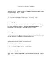 Mastering Function Transformations: Worksheets and Solutions | Course Hero