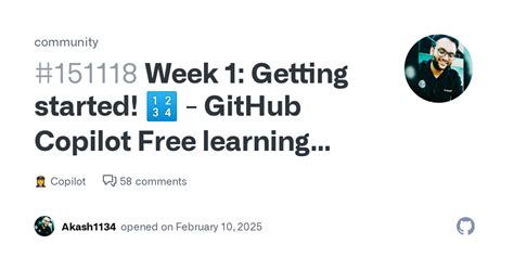 week 1 getting started 🔢 github copilot free learning and