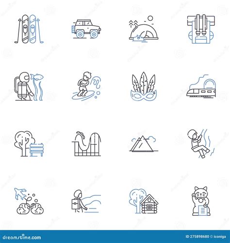 Piloting Line Icons Collection Aviation Flight Navigation Altitude Aircraft Cockpit Glide