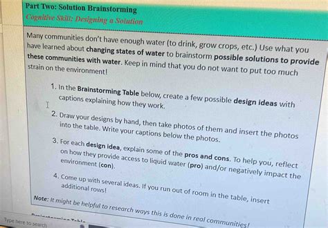 solved part two solution brainstorming cognitive skill designing a solution many communities