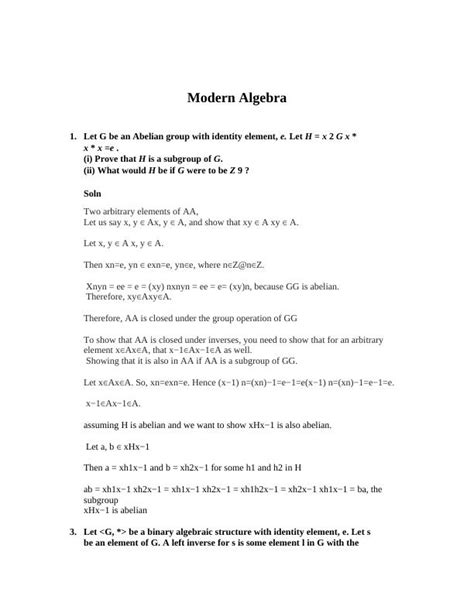 Modern Algebra Study Material And Solved Assignments