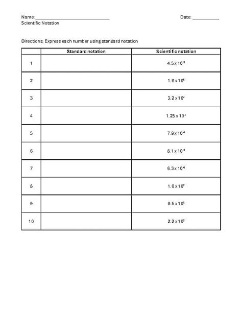 Scientific Notation Practice For Physics Classes First Days By