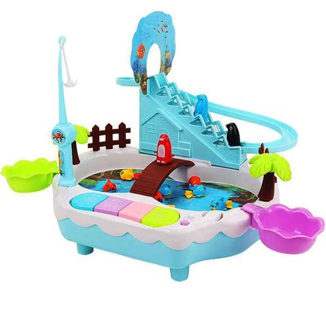 어린이 전기 낚시 장난감 펭귄 계단 등반 마그네틱 어항 테이블 가벼운 음악 어린이 야외 놀이 모래 세트 Dsh002비치모래장난감 Aliexpress