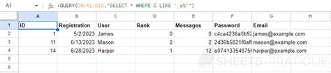 Google Sheets QUERY Partial Search