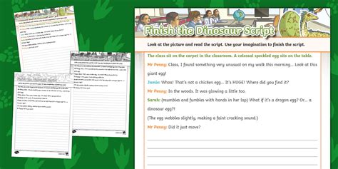 New Finish The Dinosaur Discovery Script Worksheet