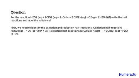 solved for the reaction h2o2 aq 2clo2 aq 2oh 2clo2 aq