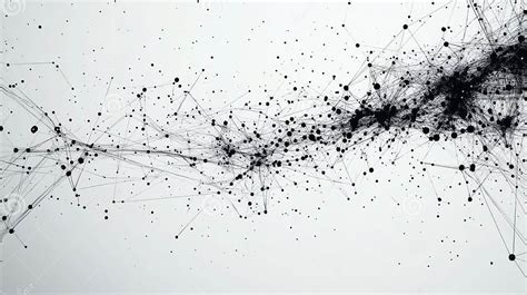 Abstract Network Of Black Dots And Lines Minimalist Connection Design Stock Illustration