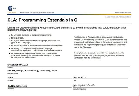 Shreyash Bhagat On Linkedin Cprogramming Cisconetworkingacademy