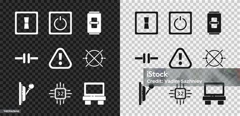 Set Electric Light Switch Electrical Panel Processor With Microcircuits Cpu Fuse Scheme And