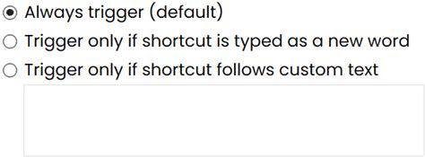 Peppertext Trigger Settings
