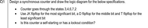 Solved Q Design A Synchronous Counter And Draw The Logic Chegg