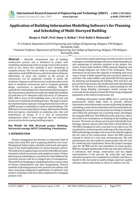 Application Of Building Information Modelling Softwares For Planning