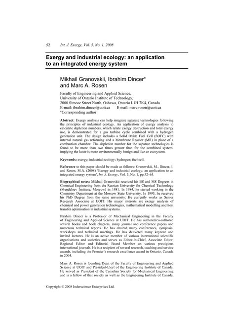 Pdf Exergy And Industrial Ecology An Application To An Integrated Energy System