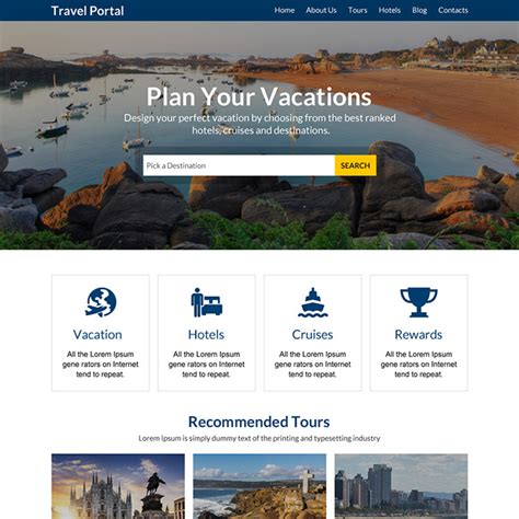 responsive tour and travel website design templates for leads