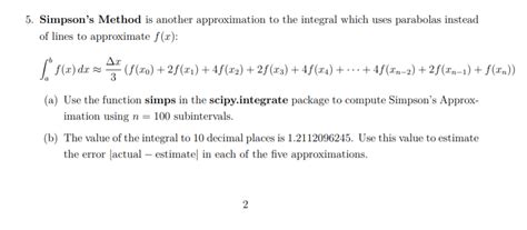 use python to solve this simpson s method is