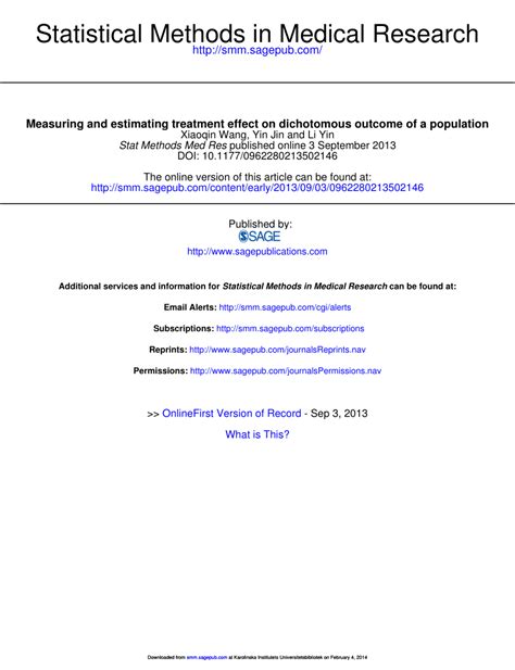 Pdf Measuring And Estimating Treatment Effect On Dichotomous Outcome