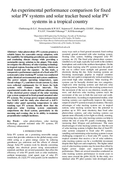 Pdf An Experimental Performance Comparison For Fixed Solar Pv Systems