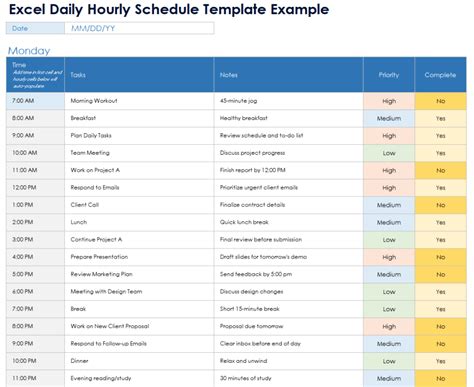 Free Excel Hourly Schedule Templates Editable And Printable