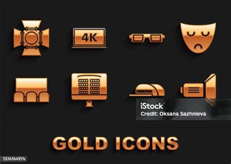 온라인 영화 티켓 구매 드라마 연극 마스크 영화 스포트라이트 비문 감독 3d 안경 및 노트북 화면 4k 비디오 기술 아이콘과 캡 벡터 3차원 형태에 대한 스톡 벡터 아트 및