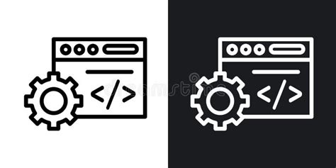 backend thin line vector icon set stock vector illustration of html
