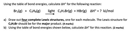 solved using the table of bond energies calculate ahº for