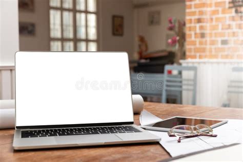 Laptop With Tablet On Architect Desk Business Architecture Building