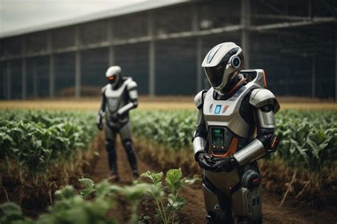Premium Photo Future Farming Robot Farmers Represent Agriculture Technology And Farm