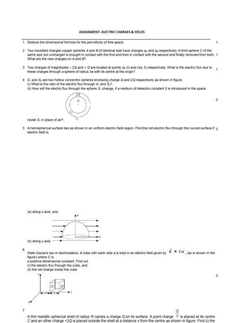 Chapter 1 Assignment Physics Pdf Electric Field Sphere