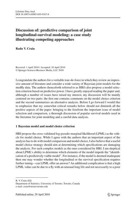 Pdf Discussion Of Predictive Comparison Of Joint Longitudinal