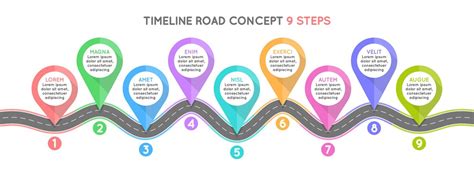 Premium Vector Timeline Infographic 9 Steps Timeline Concept Winding Road