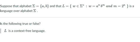 solved suppose that alphabet Σ {a b} and that l {we l