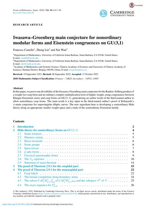 Pdf Iwasawa Greenberg Main Conjecture For Nonordinary Modular Forms