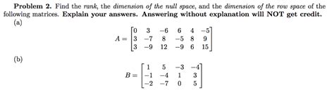 Solved Find The Rank The Dimension Of The Null Space And Chegg