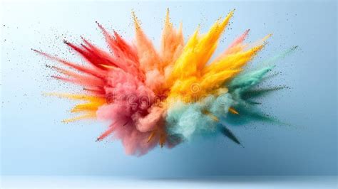 Vibrant Explosion Of Colored Powders Creating Stunning Visual Display Stock Illustration
